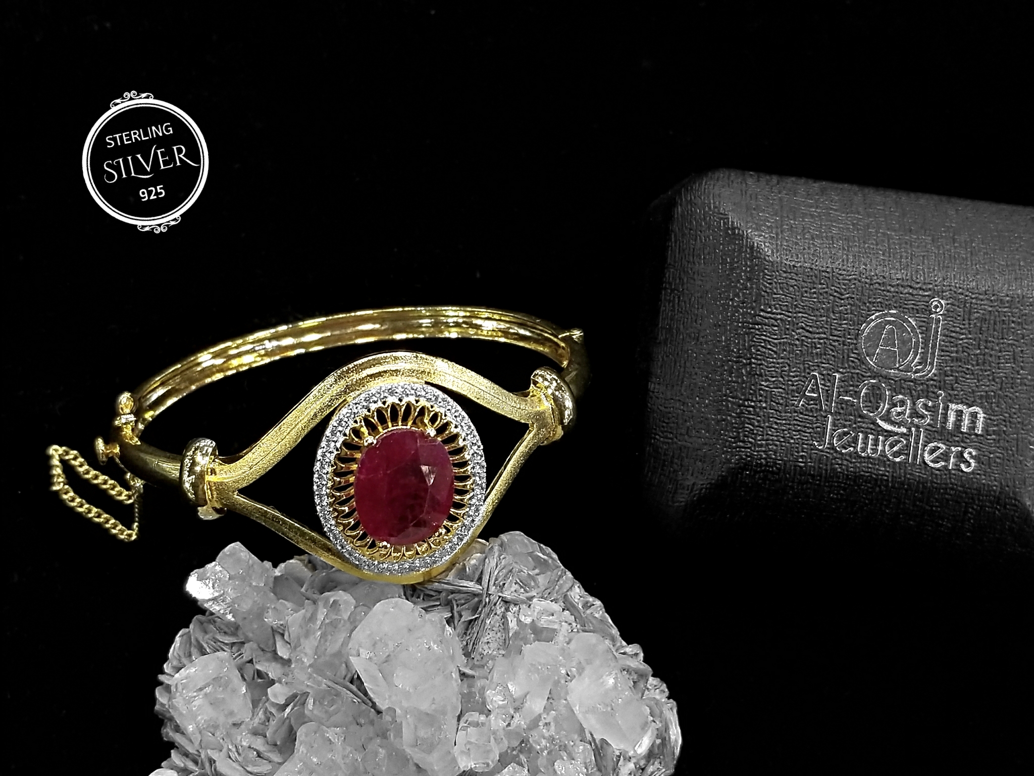 Silver Bangle Ruby Eye | Silver Bangle Ruby Eye | Al Qasim Jewellers