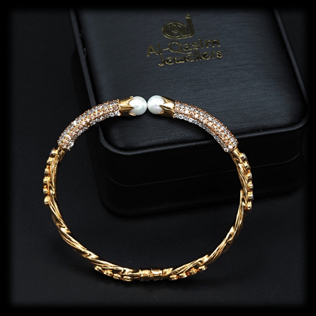 Twin Pearl Silver Bangle | Al Qasim Jewellers Gold Plated
