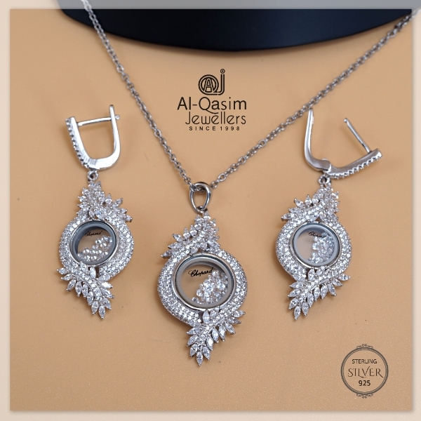 Floating-Zircons Branded Pendant Set | Al Qasim Jewellers | 925