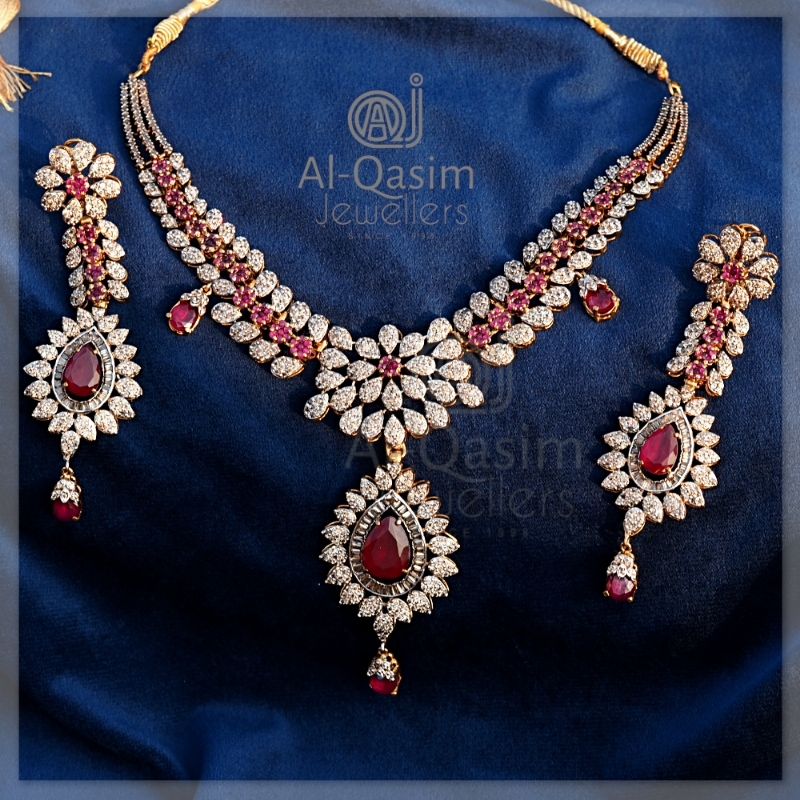 Ethnic Red Silver Bridal-Set | 925 Wedding Jewelry for sale online