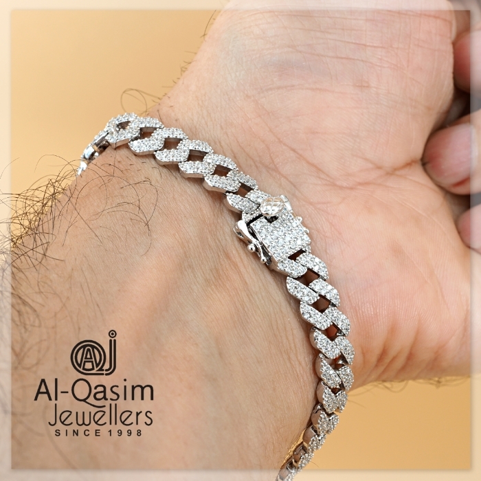 Curb Iced Silver Bracelet for Sale in Pakistan | Iced out jewelry
